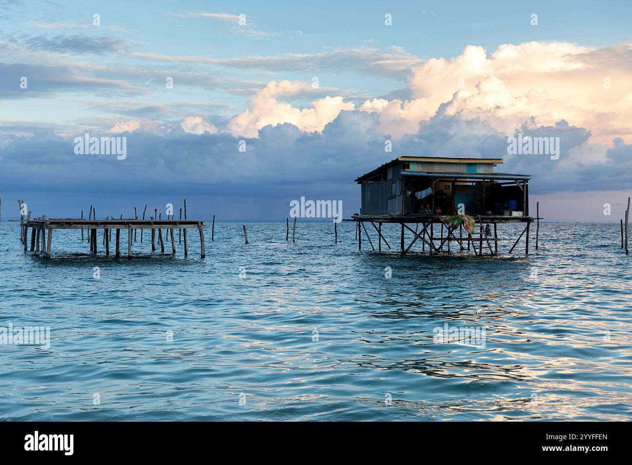 Remote Village of a Bajau laut people in the middle of the sea between ...