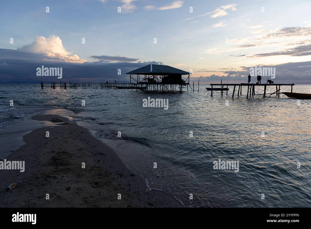 Remote Village of a Bajau laut people in the middle of the sea between ...