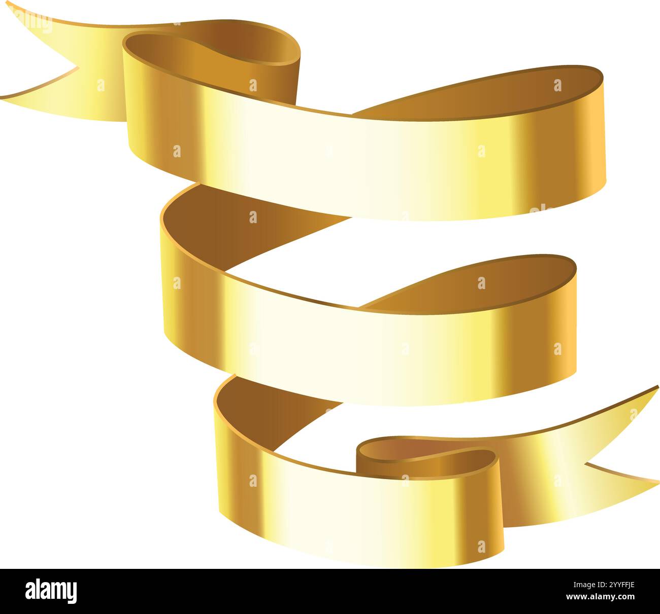Luxurious golden ribbon swirls and waves, creating elegant curves ...