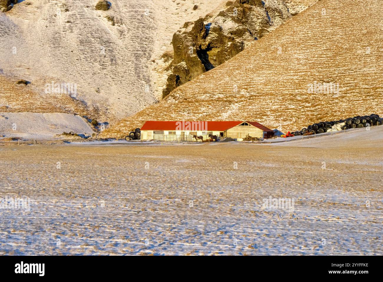 Farmhouse with hill view in the Vik village. The southernmost village ...