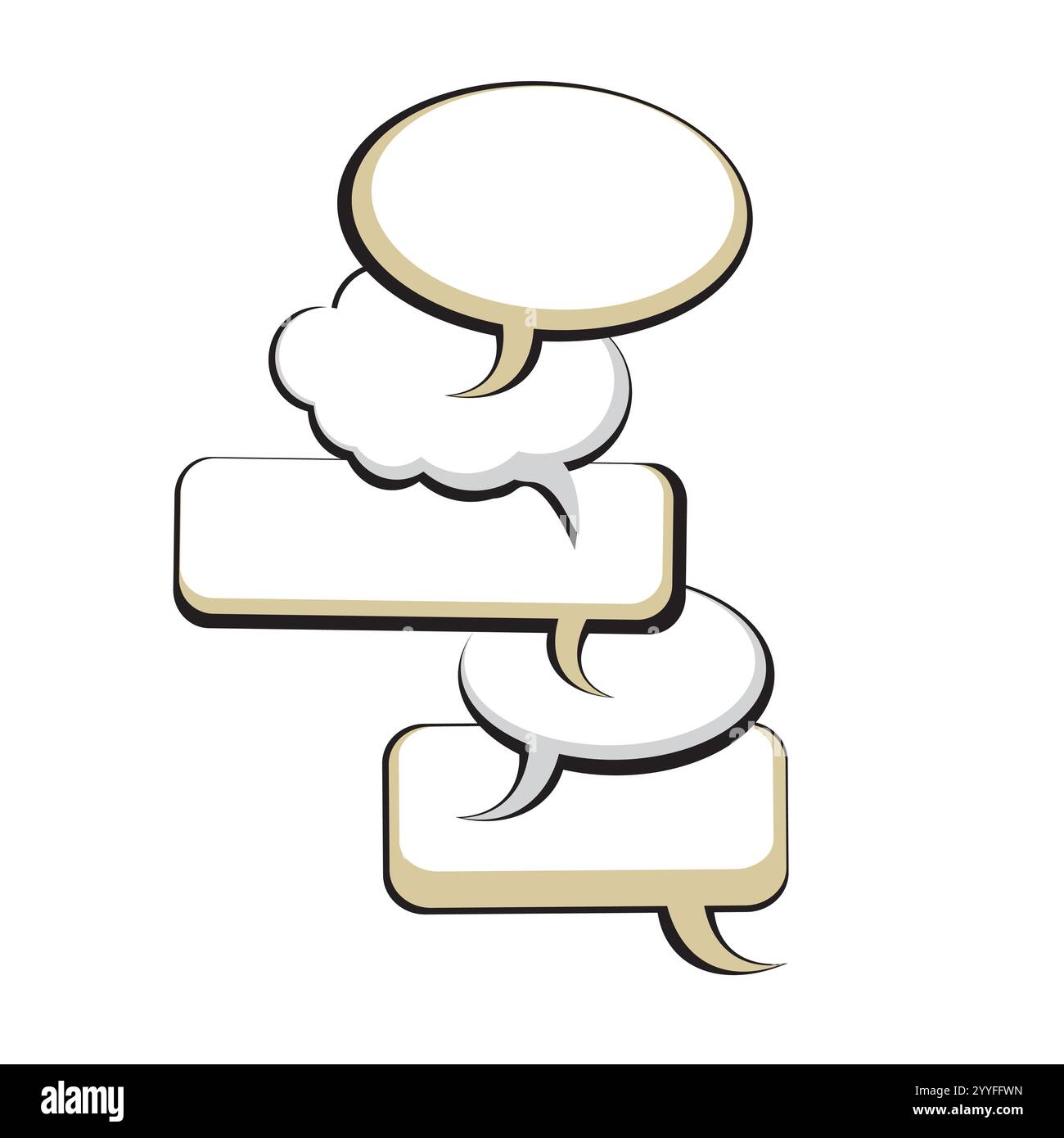 Isolated Vertical Flow of Many Empty Round Speech Bubbles of Various ...