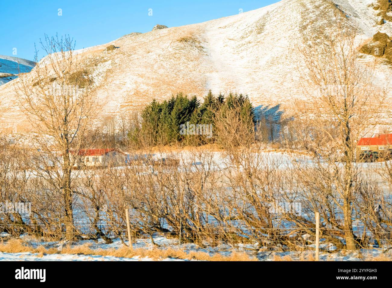 Farmhouse with hill view in the Vik village. The southernmost village ...