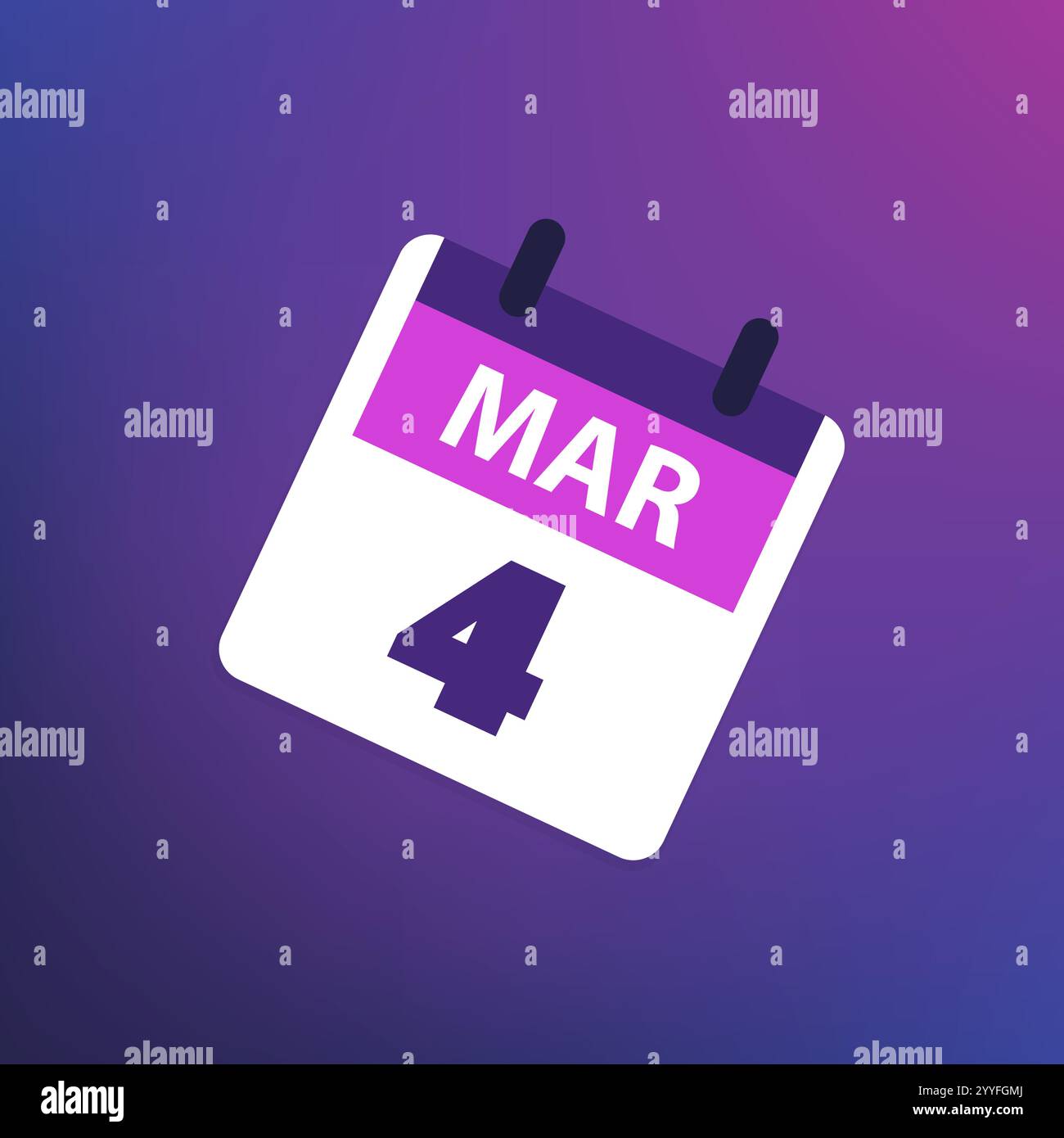 Calendar Page Design for Day of 4th March - Banner, Design Element for ...