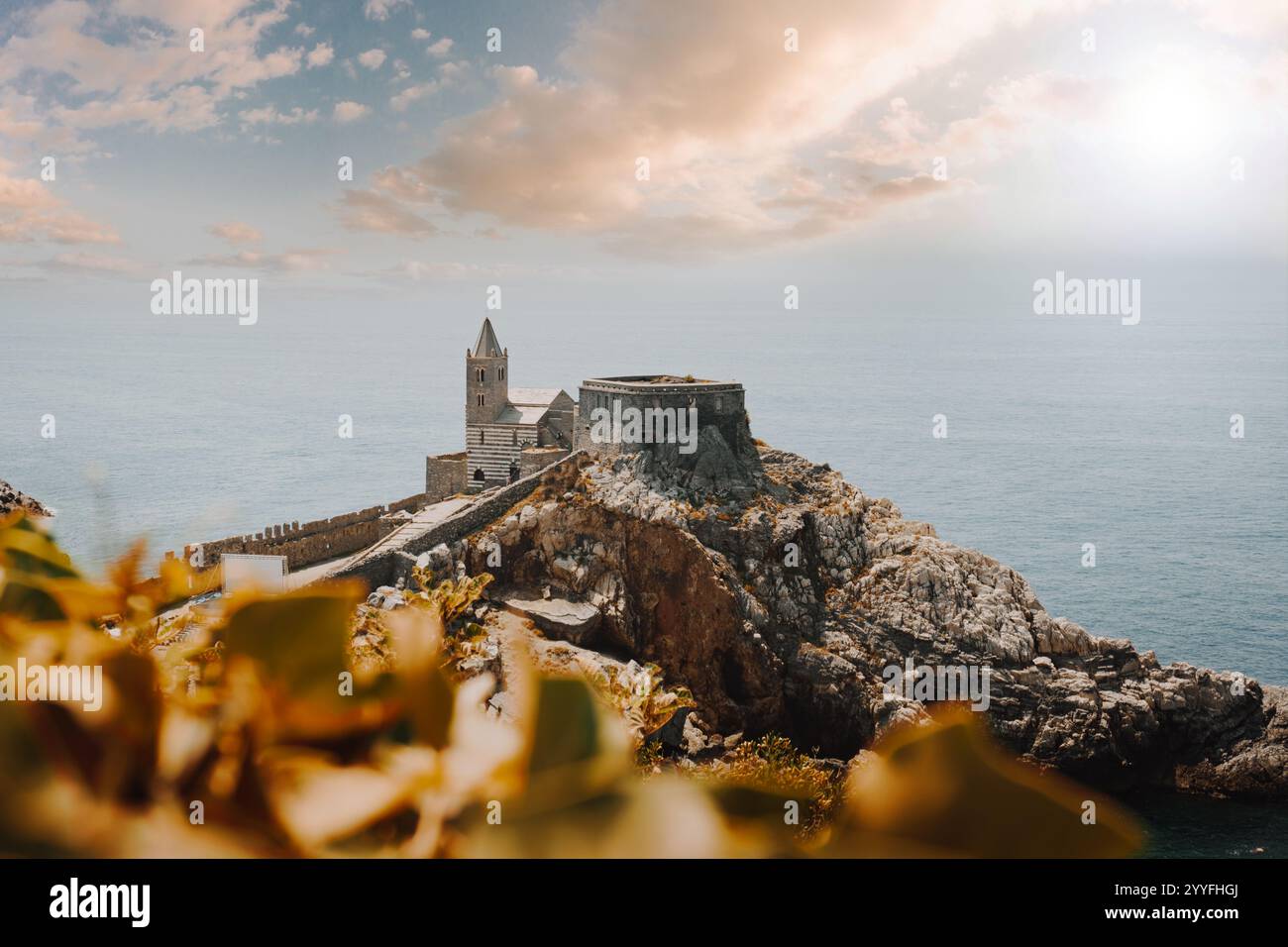 Chiesa di San Pietro church in Porto Venere in Liguria, Italy. View ...
