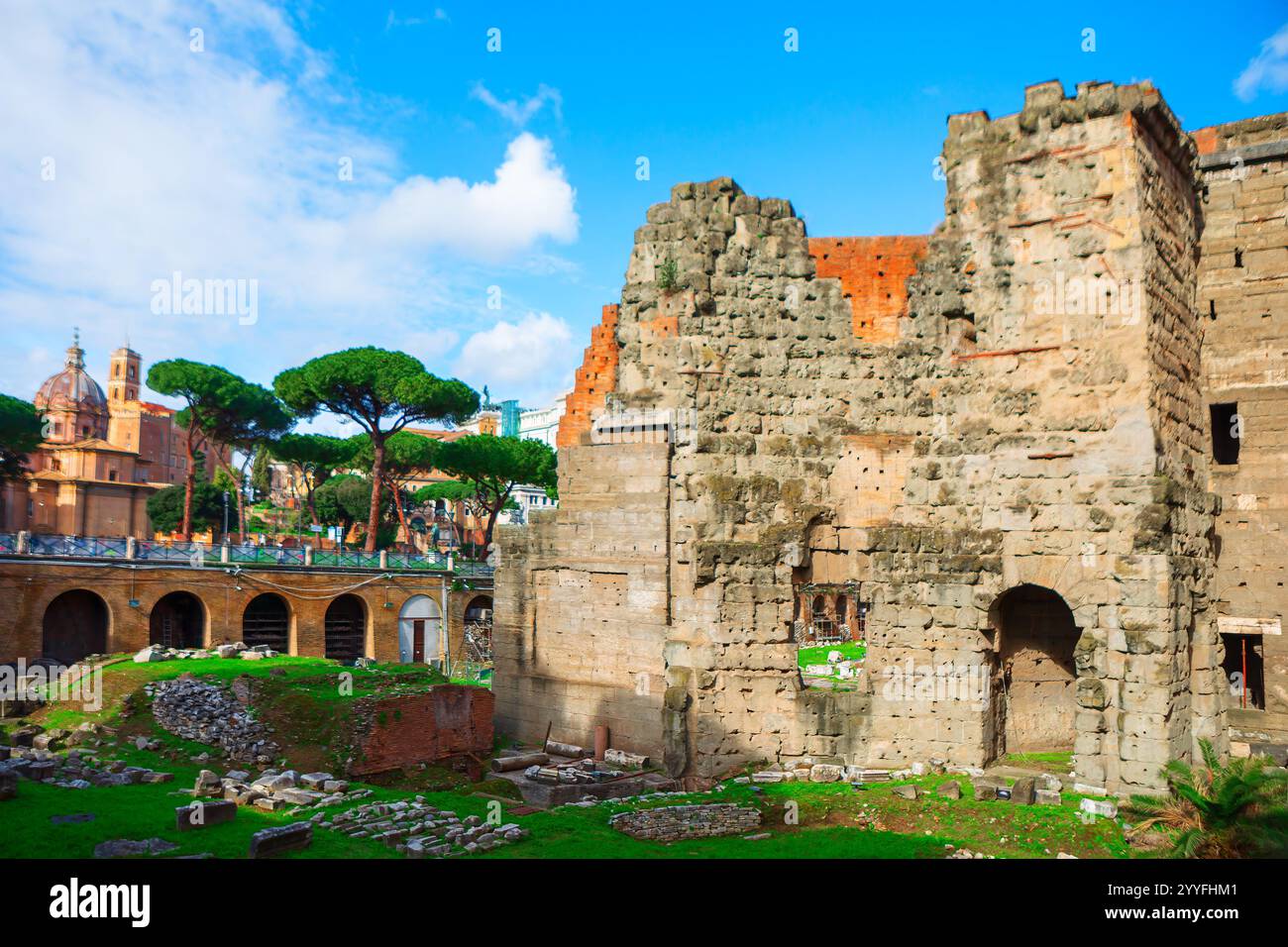 Forum of Nerva ruined walls in Rome. Ruins of a once-grand space ...
