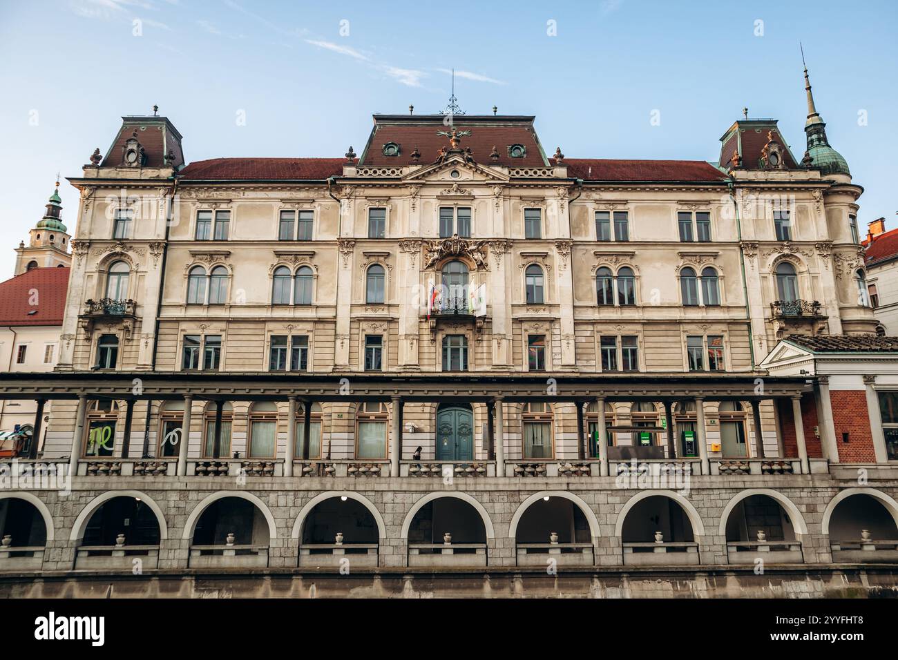 A Grand Historical Building Near Triple Bridge on the Ljubljanica River ...