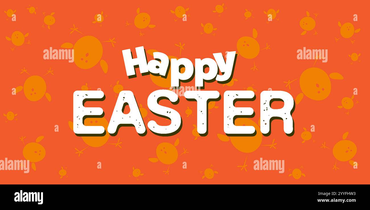 Happy Easter Card Template - Big Text, Label on Random Placed Yellow ...