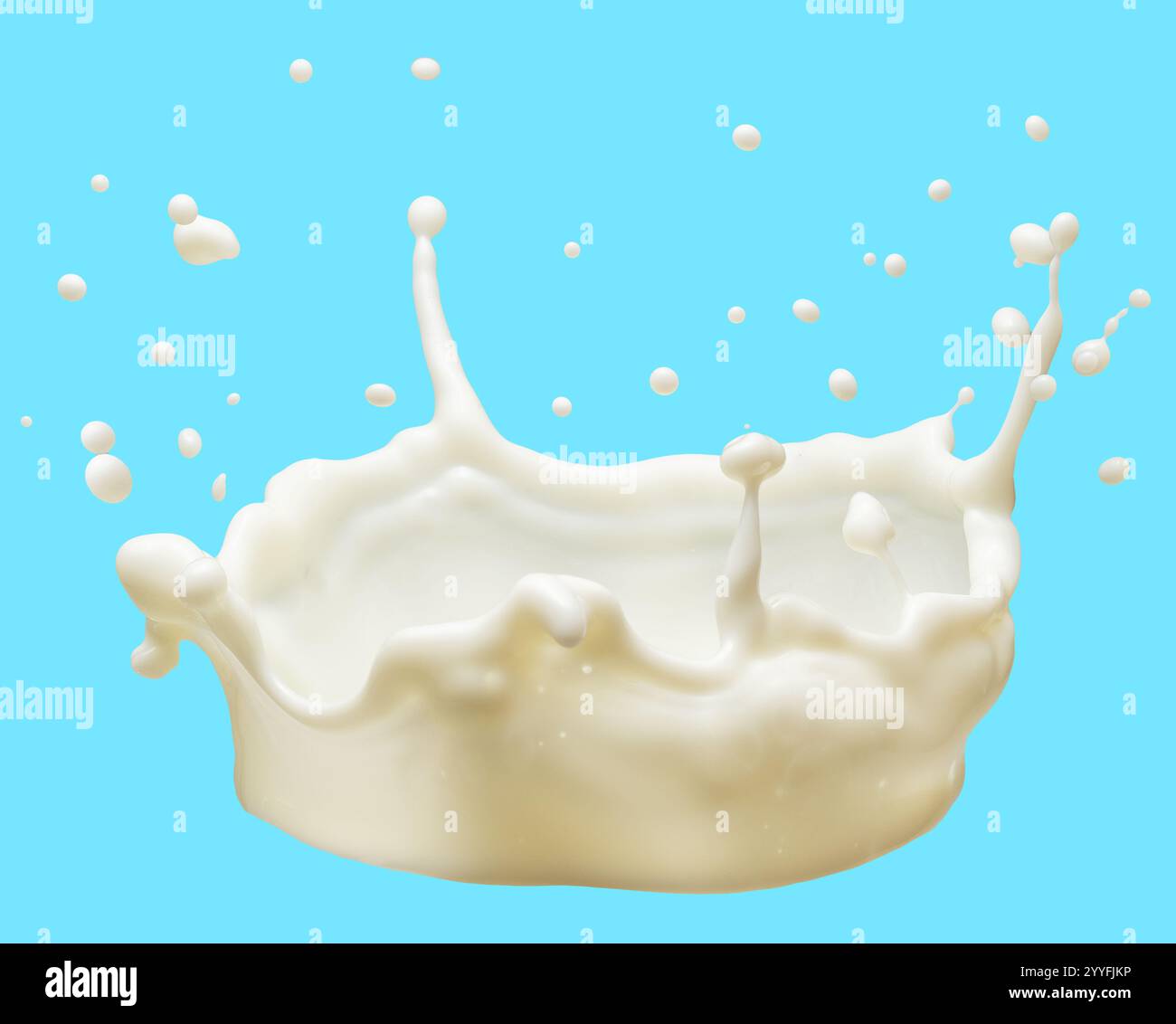 Milk splash (crown) isolated on blue background. File has clipping path ...