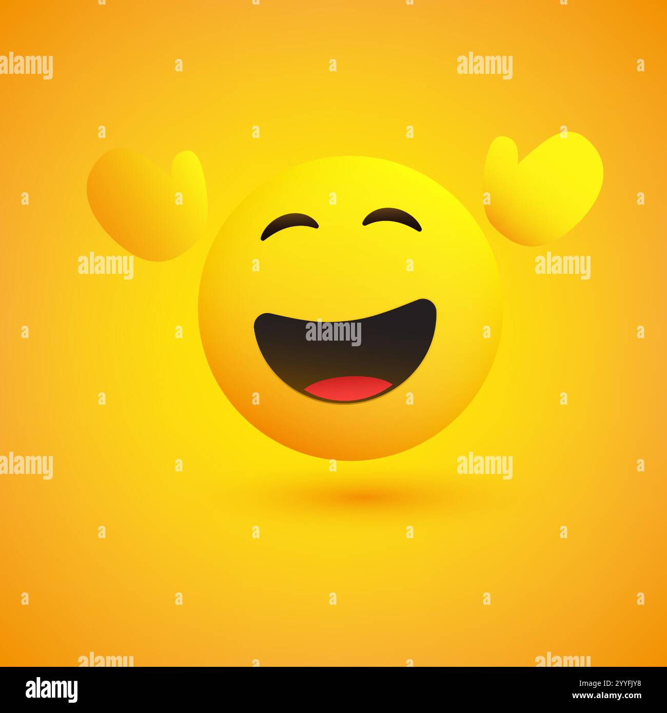 Simple Shiny Happy Smiling Emoticon on Yellow Background - Vector ...
