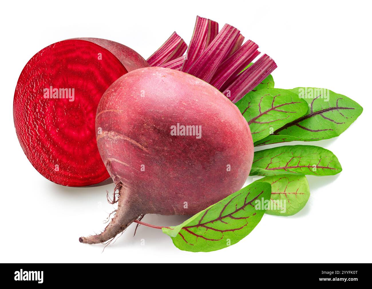 Red beetroot and beetroot cut in slices isolated on white background ...