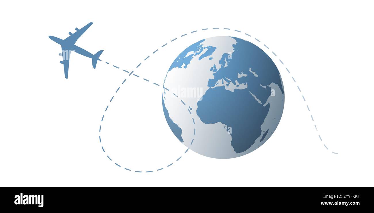 Traveling Around the World - Travel by Airplane - Earth Globe Design ...