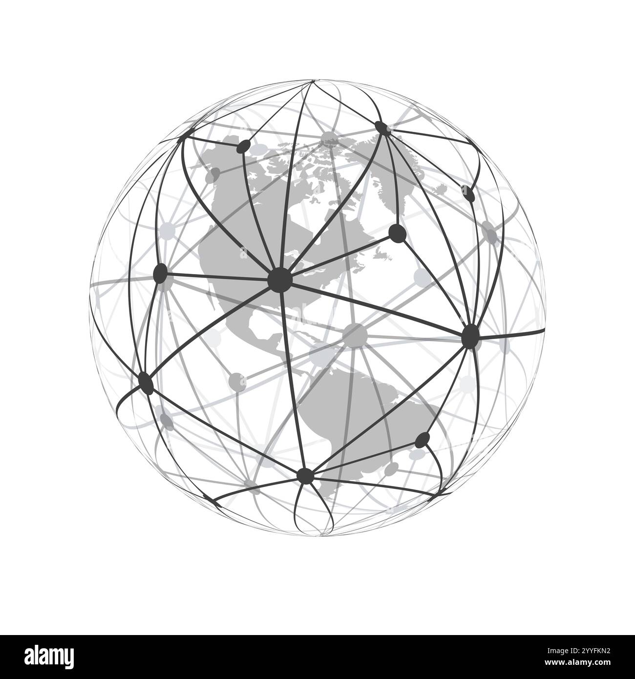 Cloud Computing and Networks Concept - Transparent Polygonal Mesh Around Earth Globe, North and ...