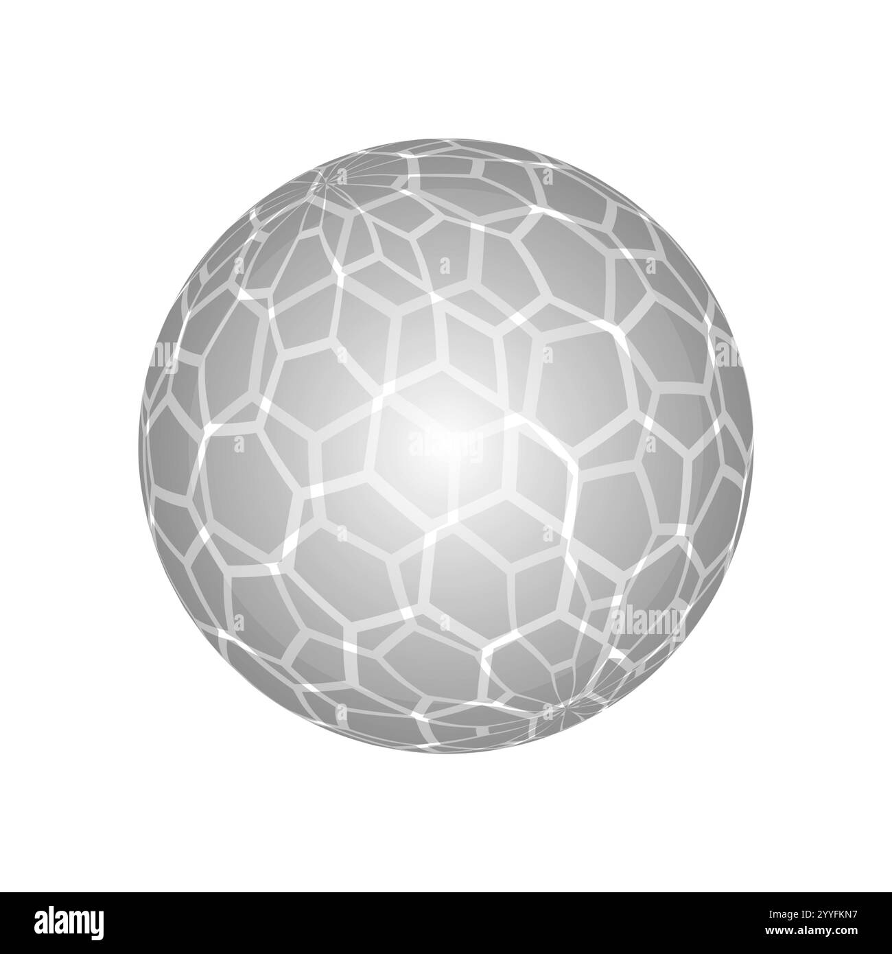 Isolated Lit Grey Ball, Sphere with Semi-Transparent Hexagonal Pattern - Design Isolated on ...