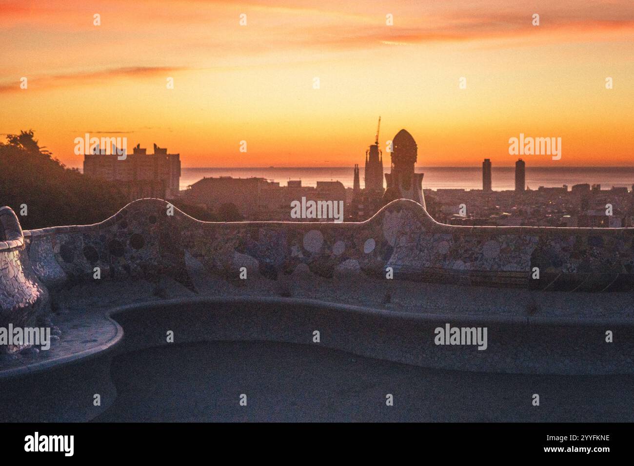 Park Güell Winter Solstice Sunrise Stock Photo - Alamy