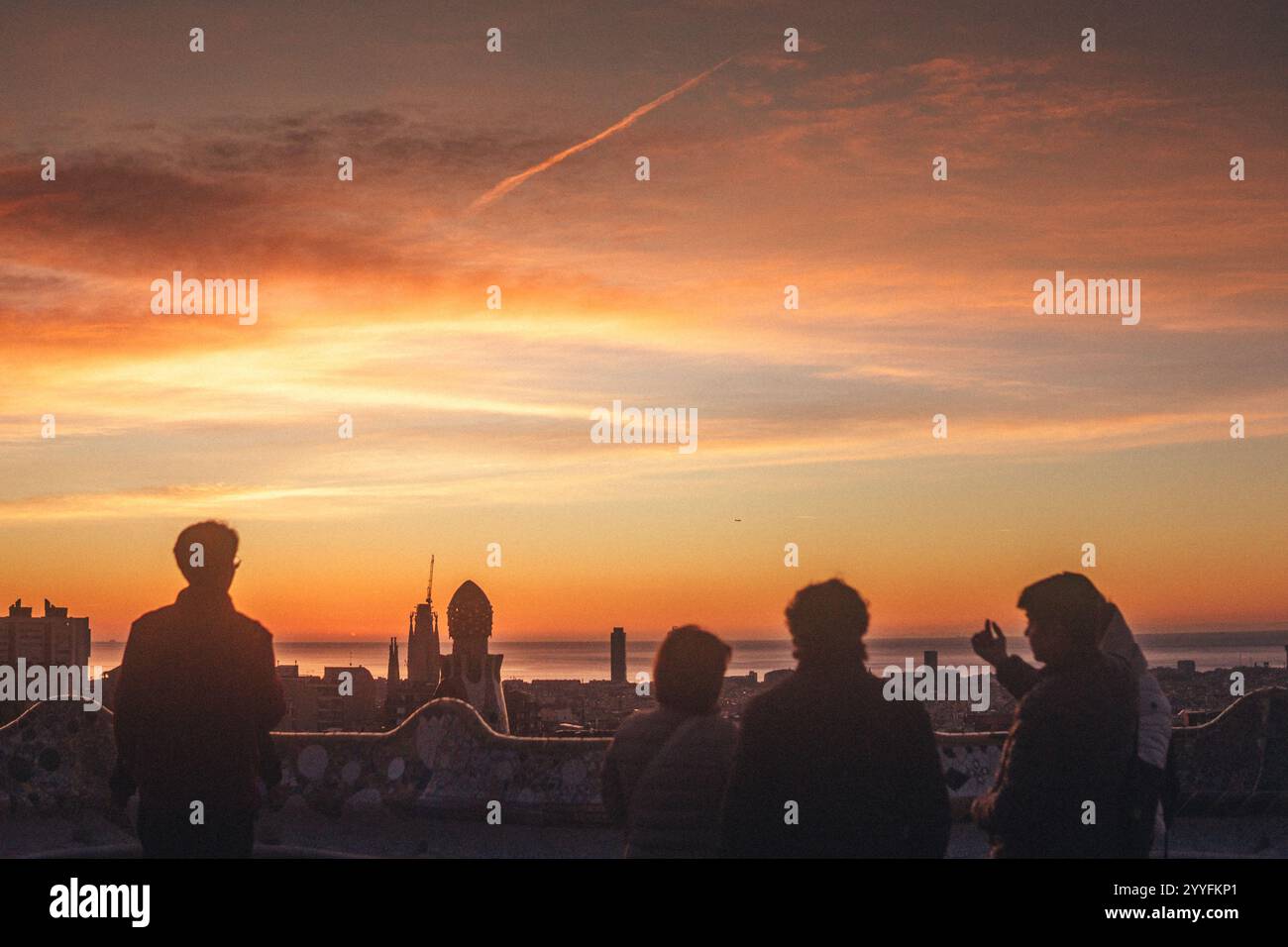 Park Güell Winter Solstice Sunrise Stock Photo - Alamy