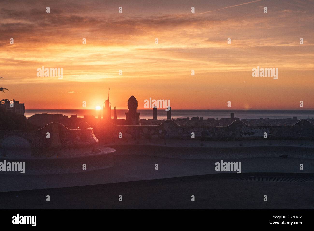 Park Güell Winter Solstice Sunrise Stock Photo - Alamy