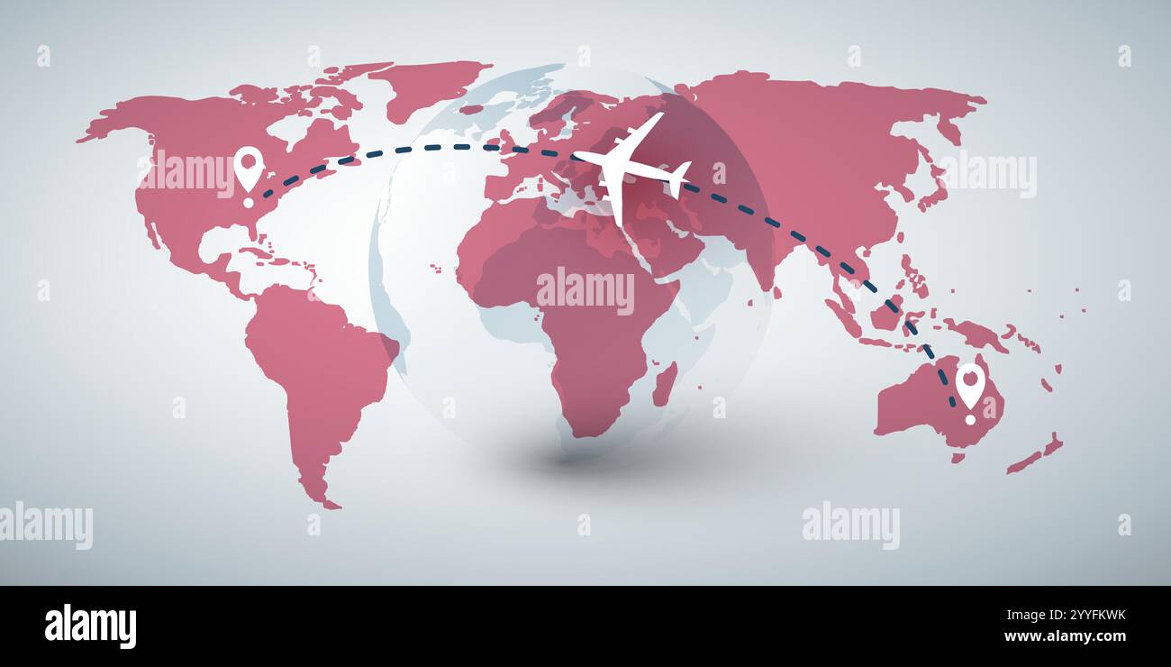 Traveling Around the World - Travel by Airplane Concept - World Map and ...