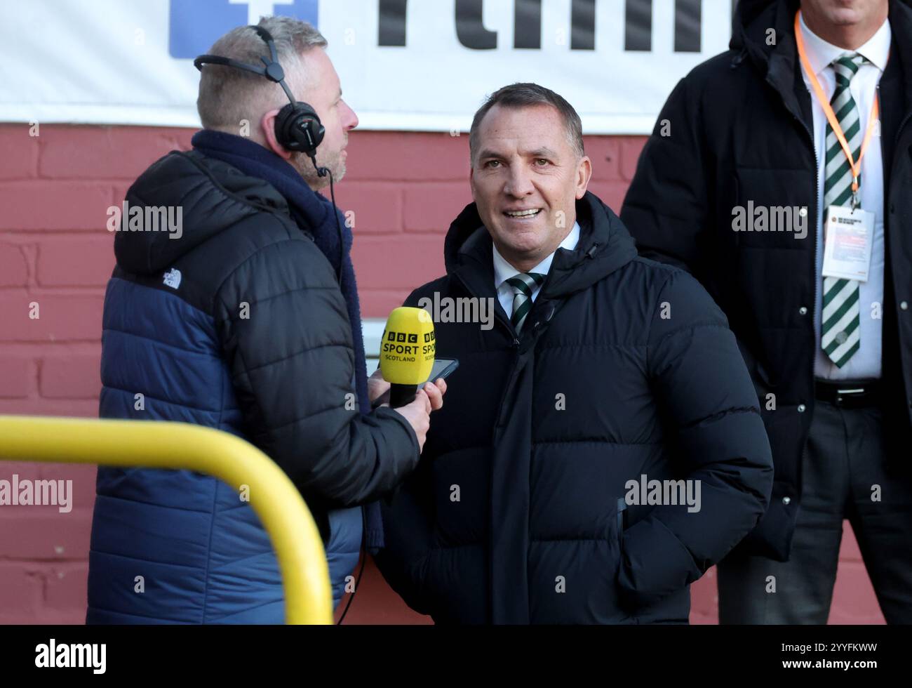 Celtic manager Brendan Rodgers during a pre match interview before the ...