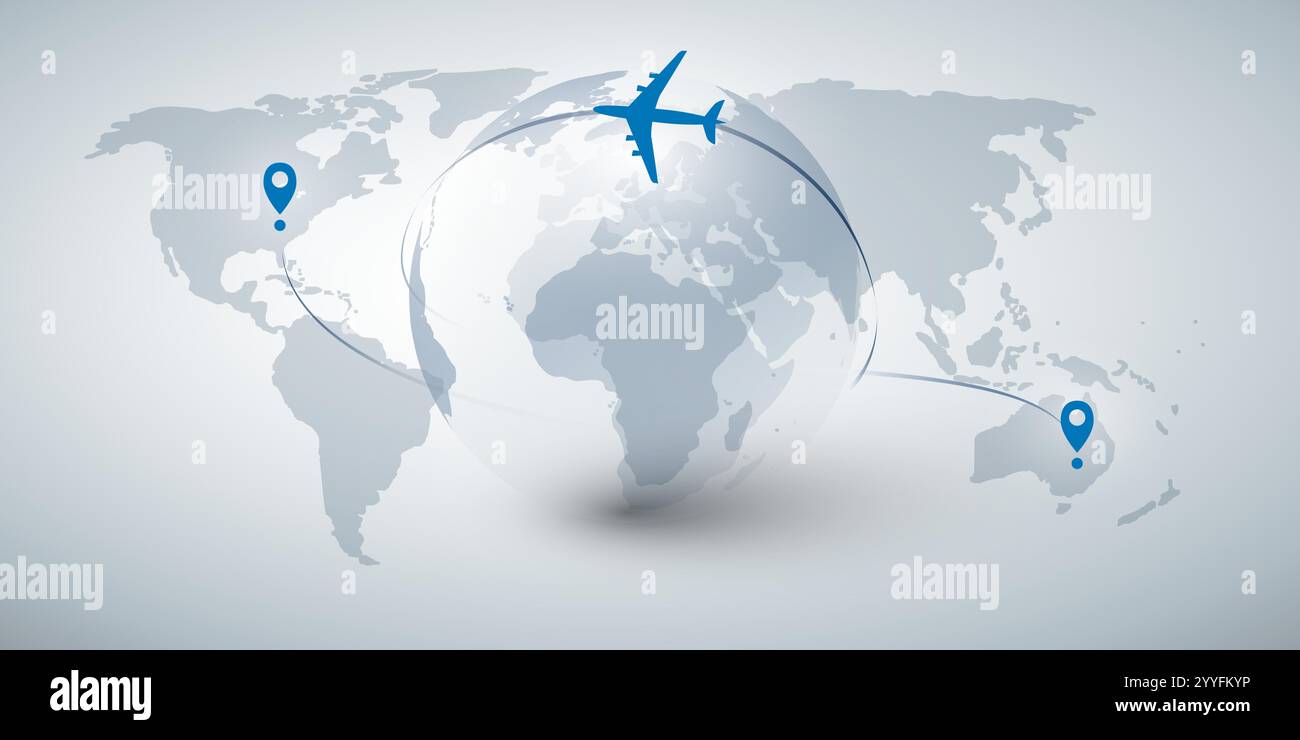 Traveling Around the World - Travel by Airplane - World Map and Earth ...