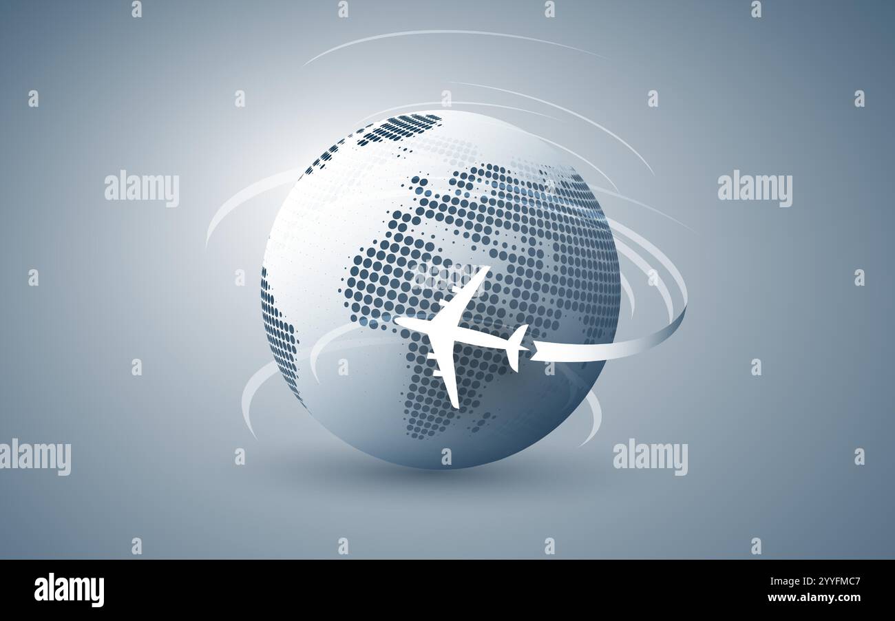 Traveling Around the World - Travel by Airplane - Spinning Earth Globe ...