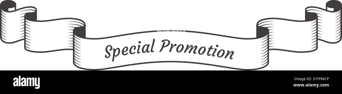 Vintage ribbon banner featuring elegantly curled edges, showcasing the ...
