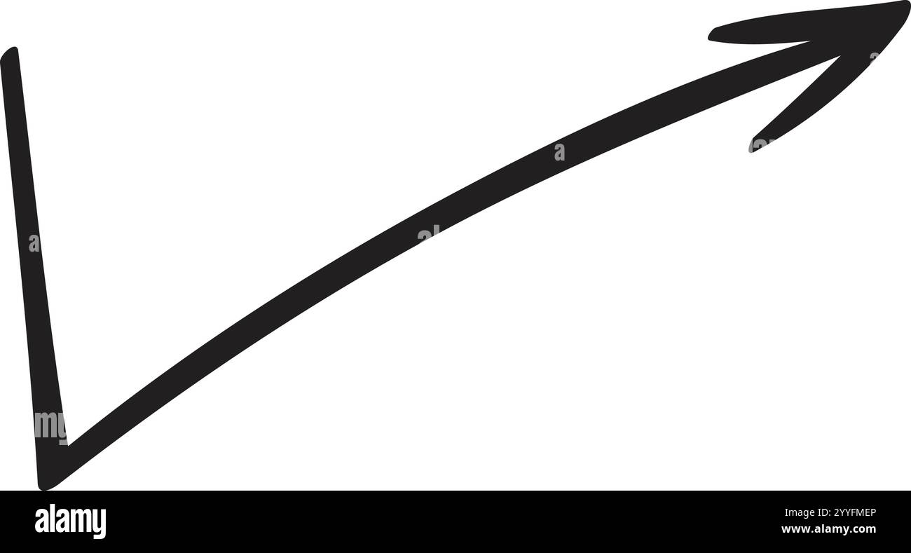 Simple, black, hand drawn arrow starts at the bottom left and extends ...