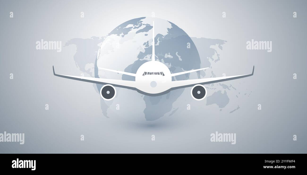 Traveling All Around the World Concept, Vector Illustration - Grey ...
