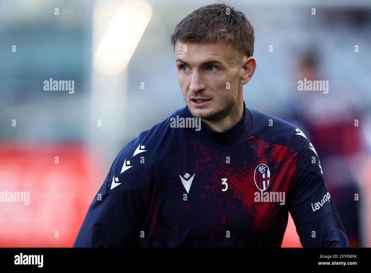 Torino, Italy. 21st Dec, 2024. Stefan Posch of Bologna Fc during warm ...