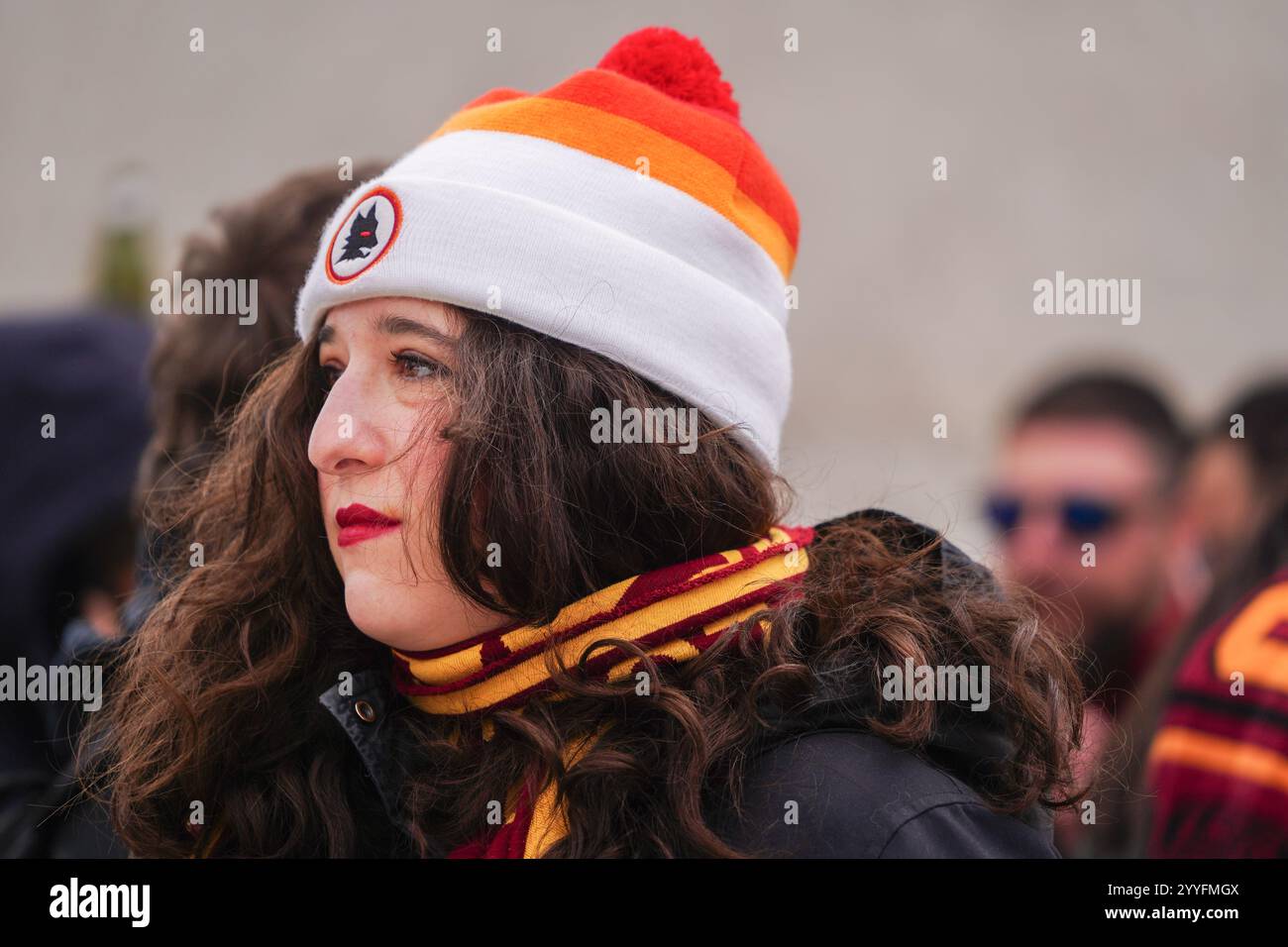 Rome, Italy. 22 December 2024 AS-Roma supporters wearing colourful ...