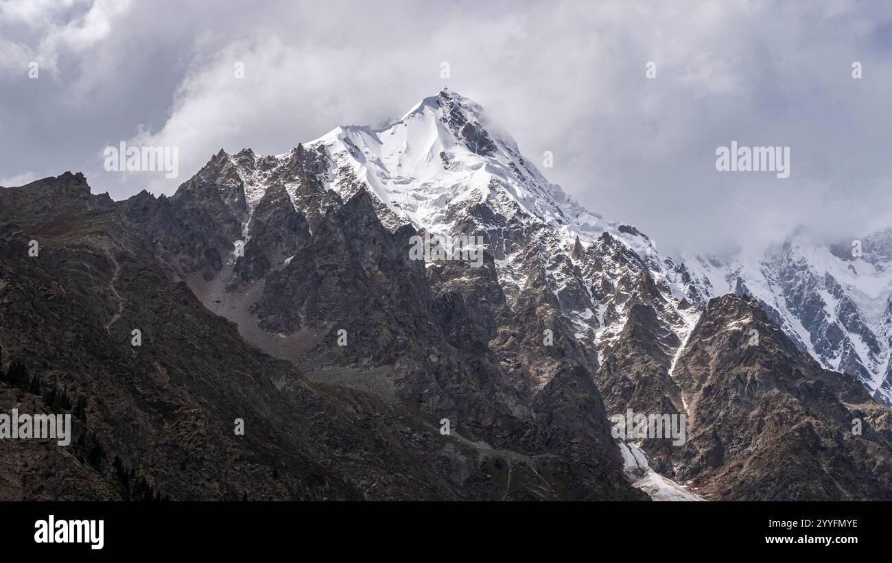Scenic detail view of Nanga Parbat north face with Rakhiot peak under ...