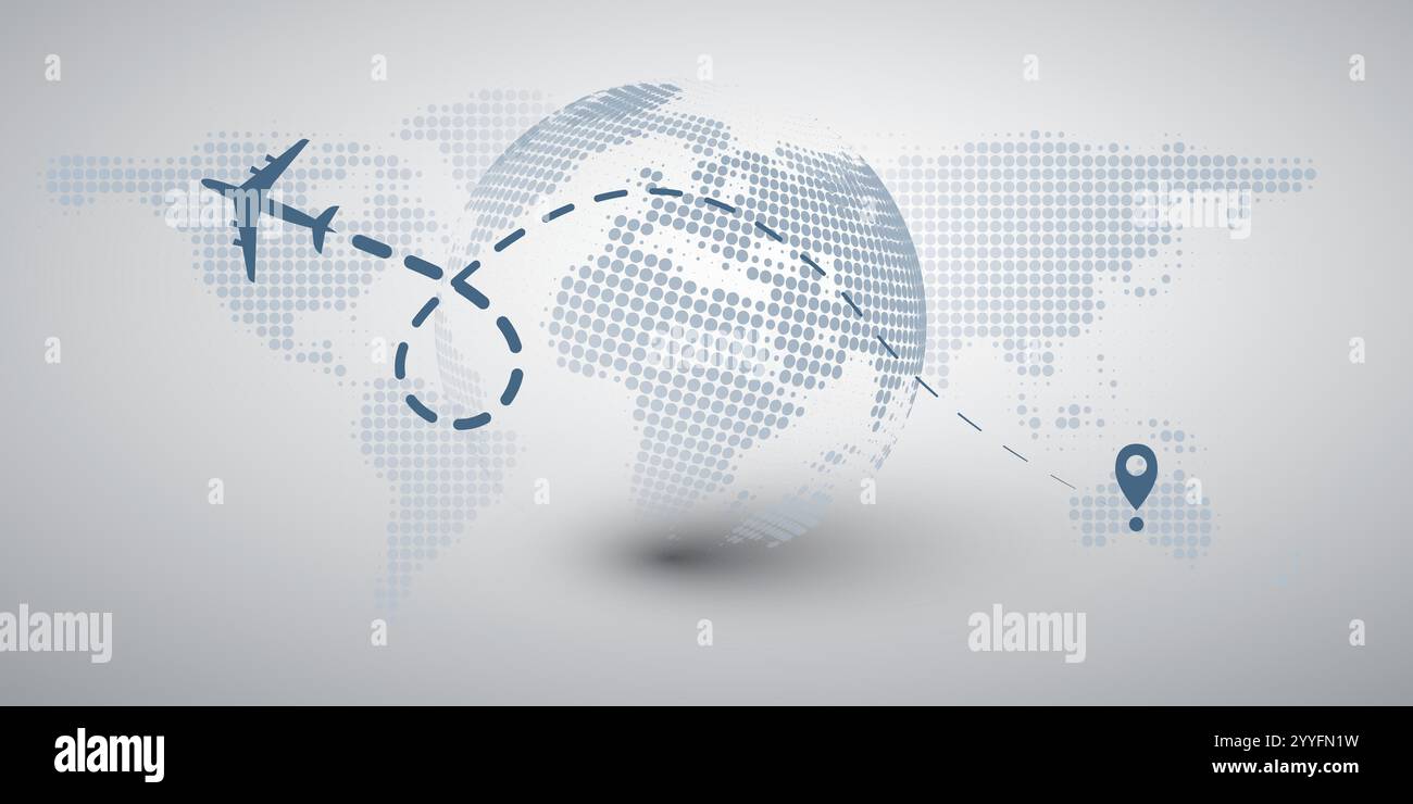 Traveling Around the World - Travel by Airplane Concept - Grey World ...