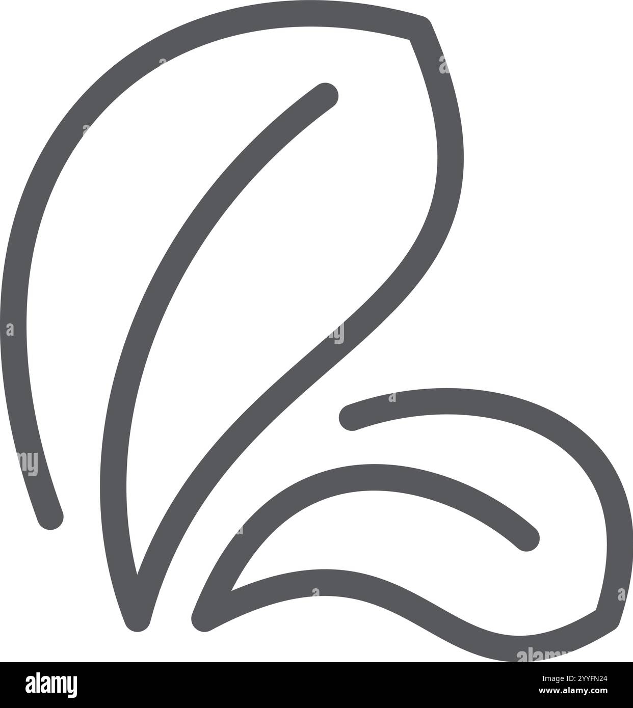 Two simple gray leaves overlapping each other, forming a logo, icon or ...