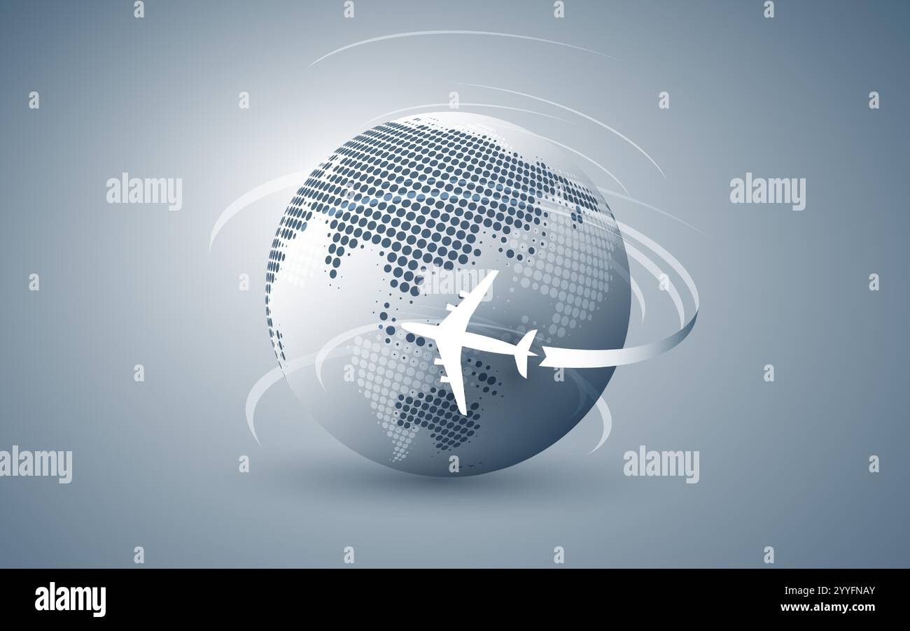 Traveling Around the World - Aviation, Travel by Airplane Concept ...