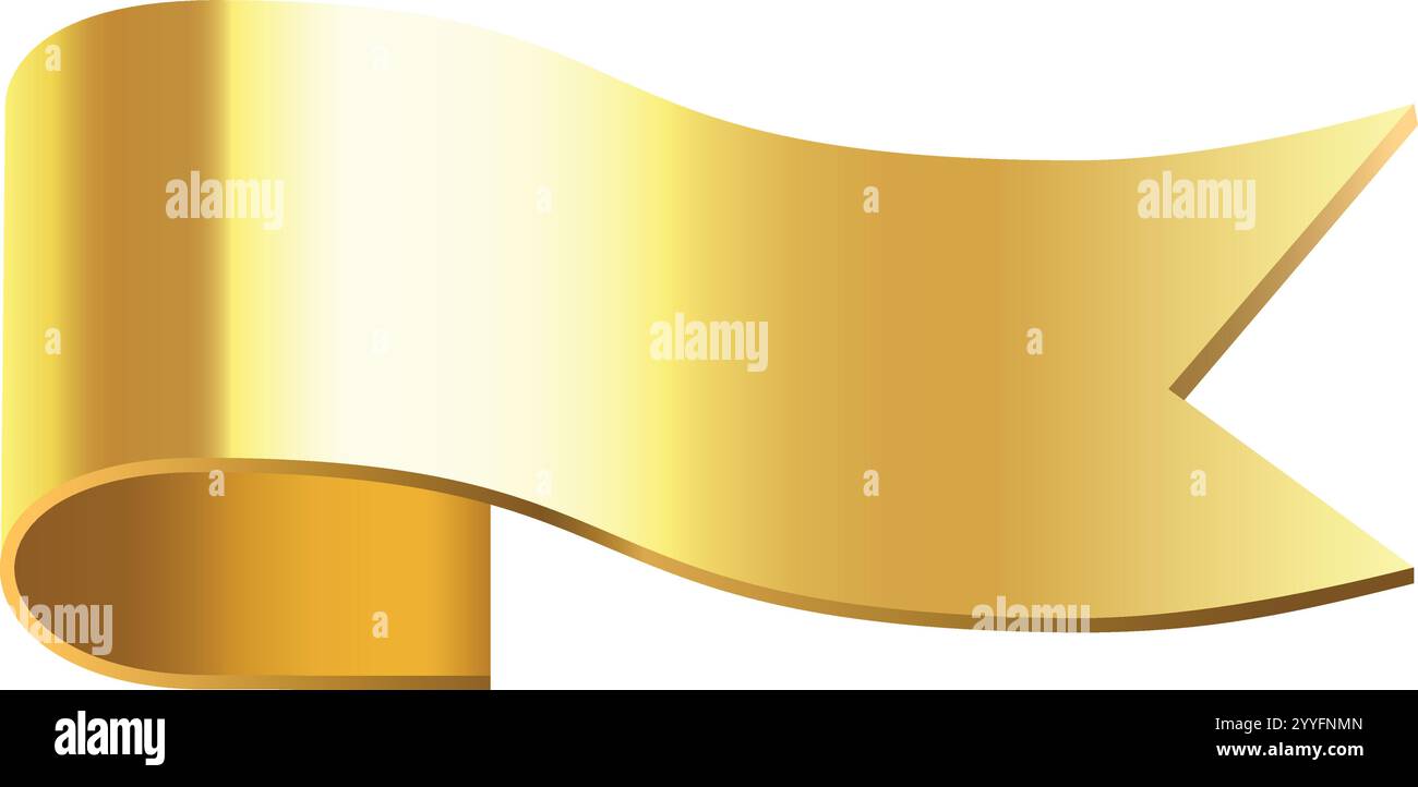 Shiny metallic gold ribbon gracefully waving in the air, adding an ...