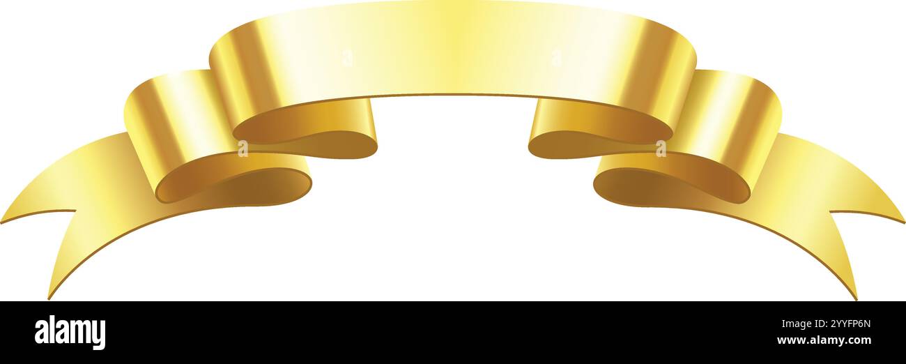 Golden ribbon banner waving with elegance, creating a sophisticated and ...