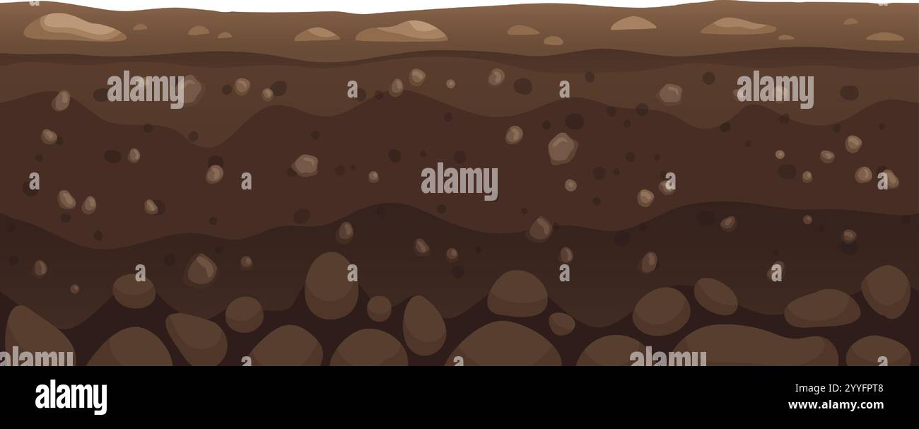 Seamless ground layers showing different textures of soil and rocks ...