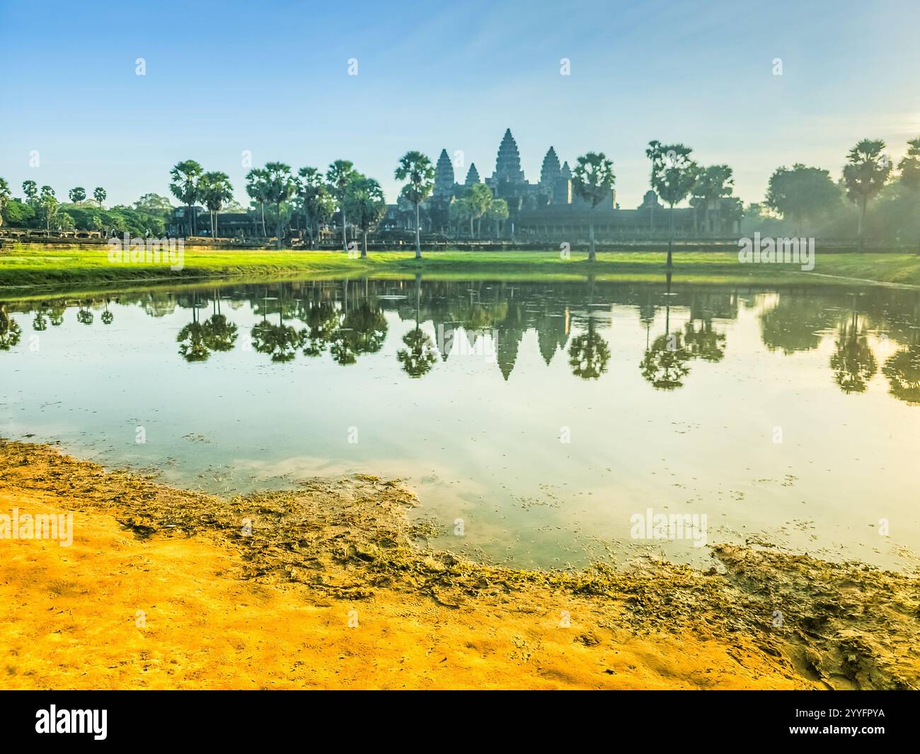 Ruin of ancient Angkor Wat temple by day in Angkor, Cambodia Stock ...