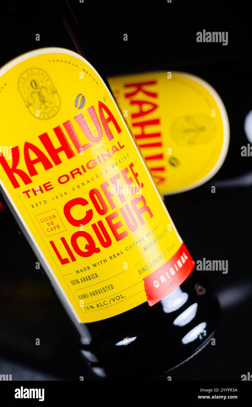 LONDON, UK - 27 MARCH 2024 Kahlua Original coffee liqueur is the main ...