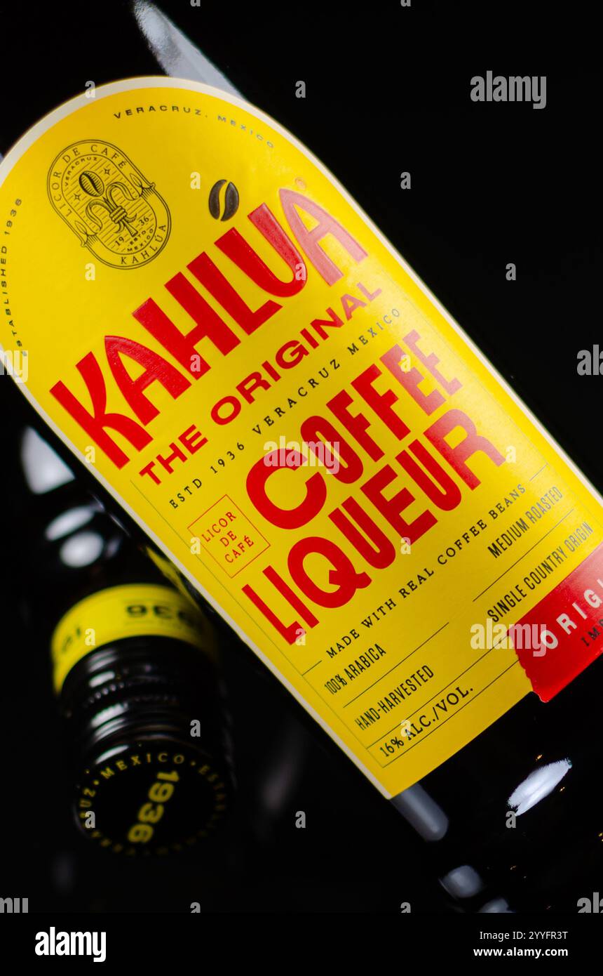 LONDON, UK - 27 MARCH 2024 Kahlua Original coffee liqueur is the main ...