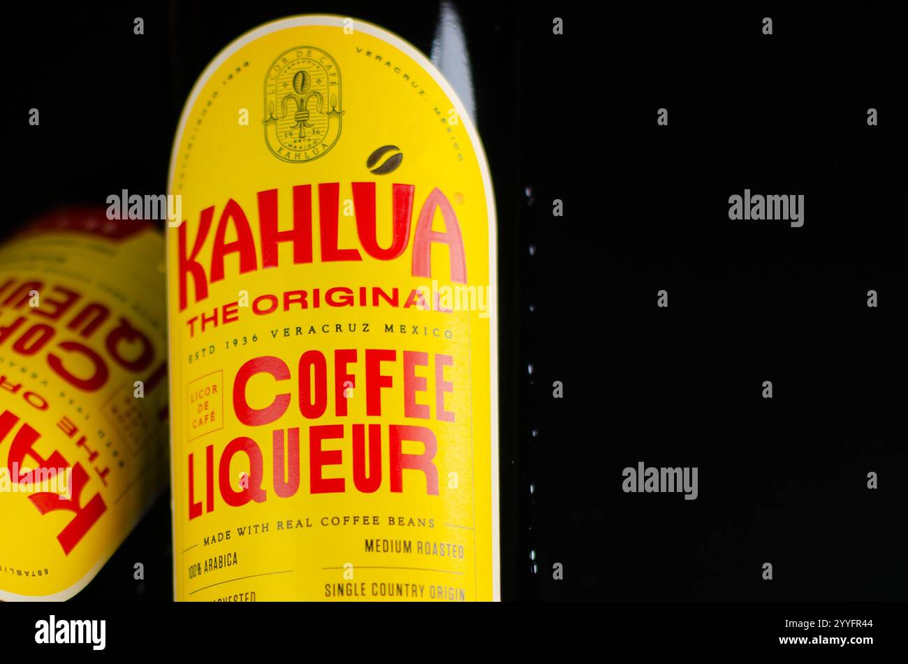 LONDON, UK - 27 MARCH 2024 Kahlua Original coffee liqueur is the main ...