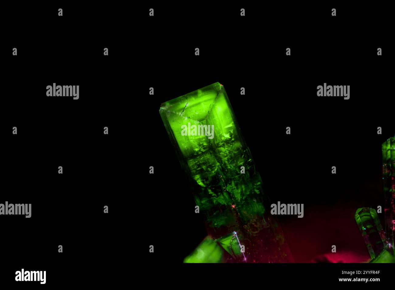 Adamite crystal Under longwave UV. Specimen from Ojuela Mine, Mapimi ...