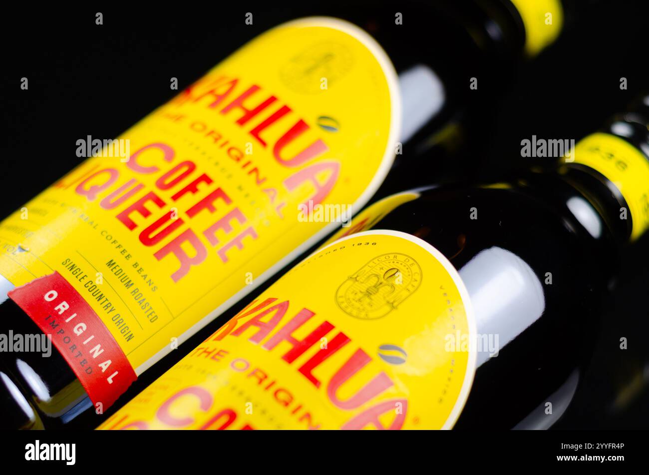 LONDON, UK - 27 MARCH 2024 Kahlua Original coffee liqueur is the main ...