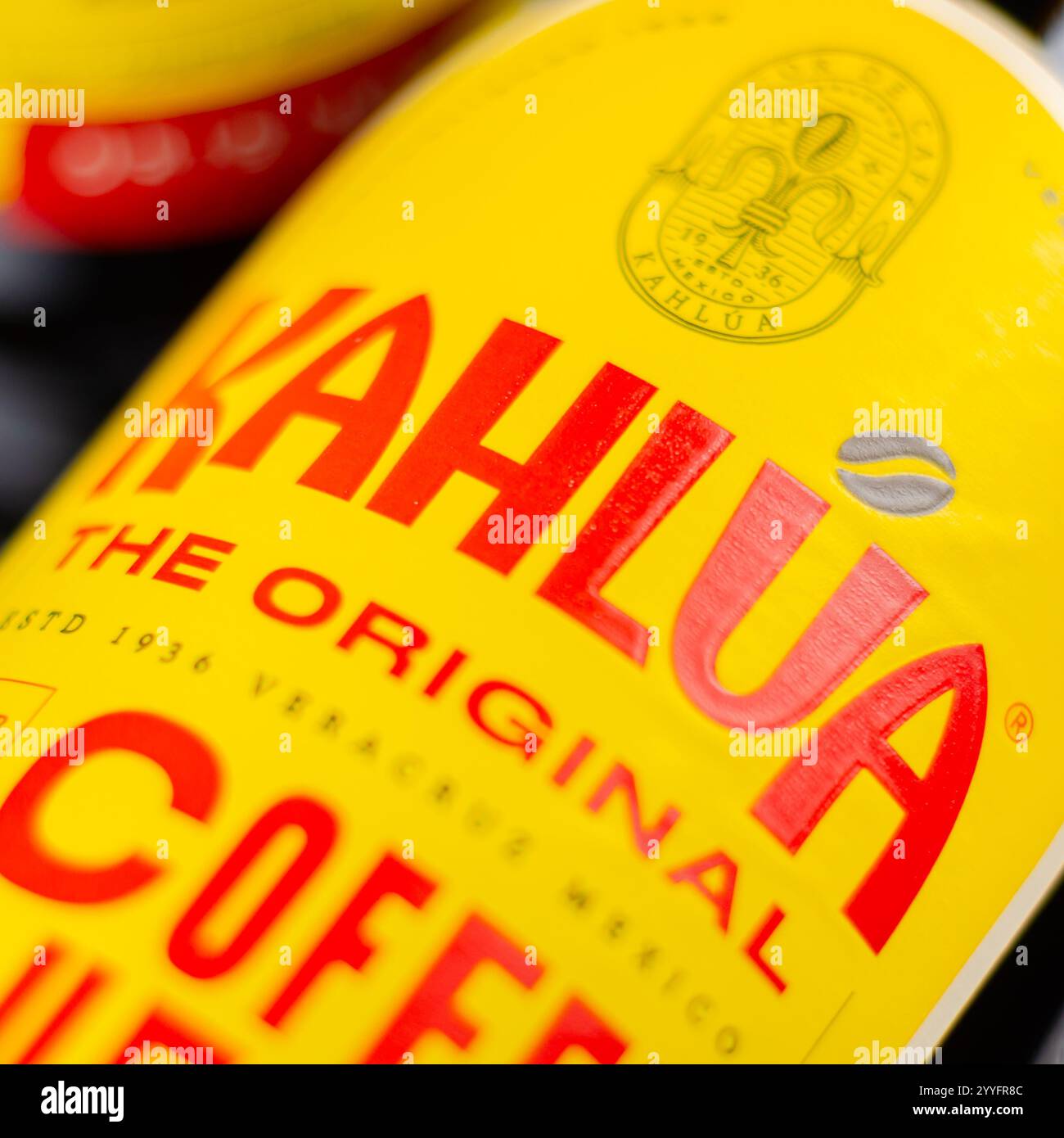 LONDON, UK - 27 MARCH 2024 Kahlua Original coffee liqueur is the main ...
