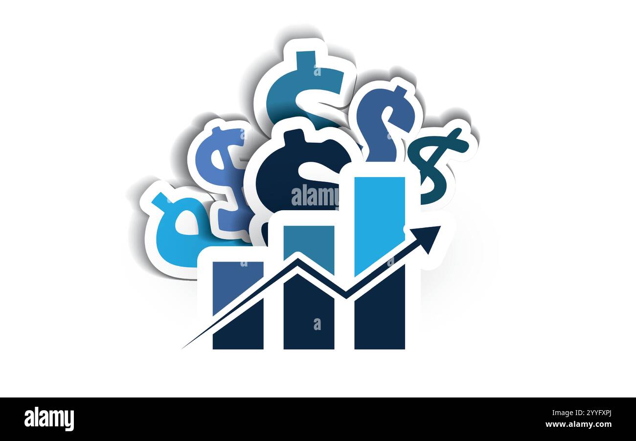 Success in Business - Vector Graphic Design Concept with Dollar Signs ...