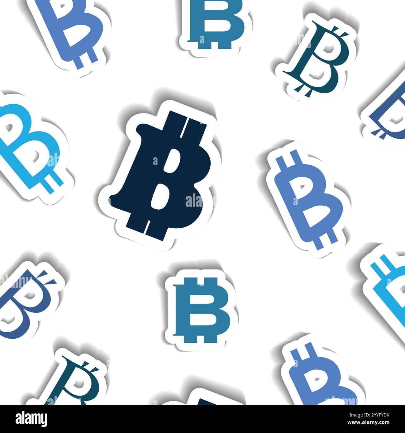 Vector Illustration of a Set of Blue Paper Cut Bitcoin Signs - Pattern ...