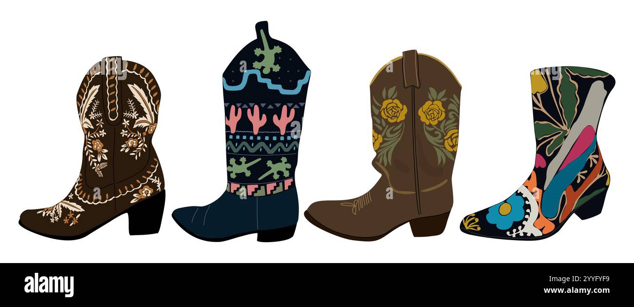 Set of cowboy boots vector illustration isolated Stock Vector Image ...