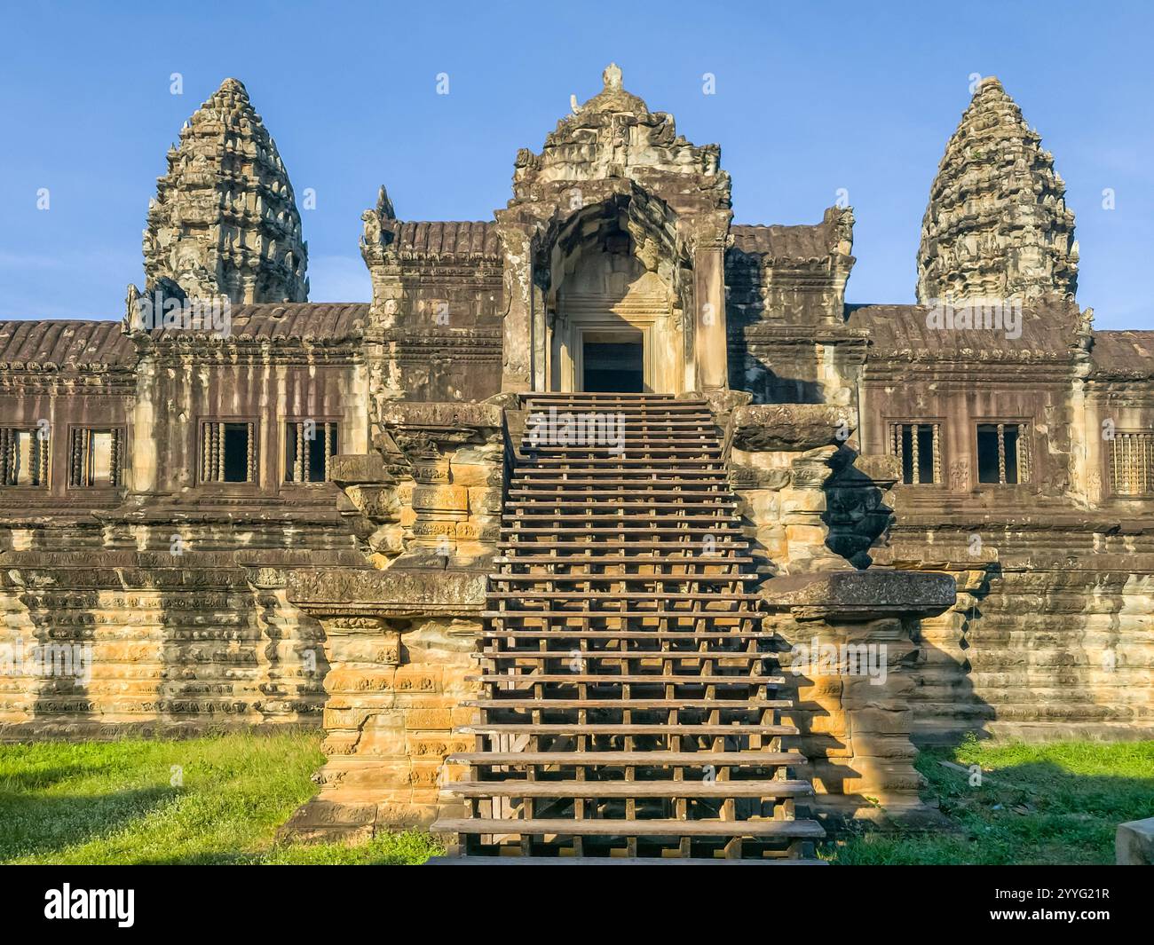 Ruin of ancient Angkor Wat temple by day in Angkor, Cambodia Stock ...