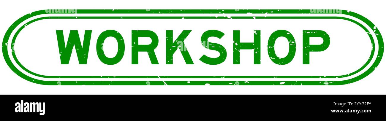 Grunge green workshop word rubber seal stamp on white background Stock ...