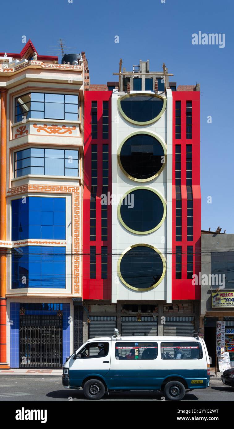 El Alto, Bolivia- August 2, 2016: Colorful neo-Andean style building ...