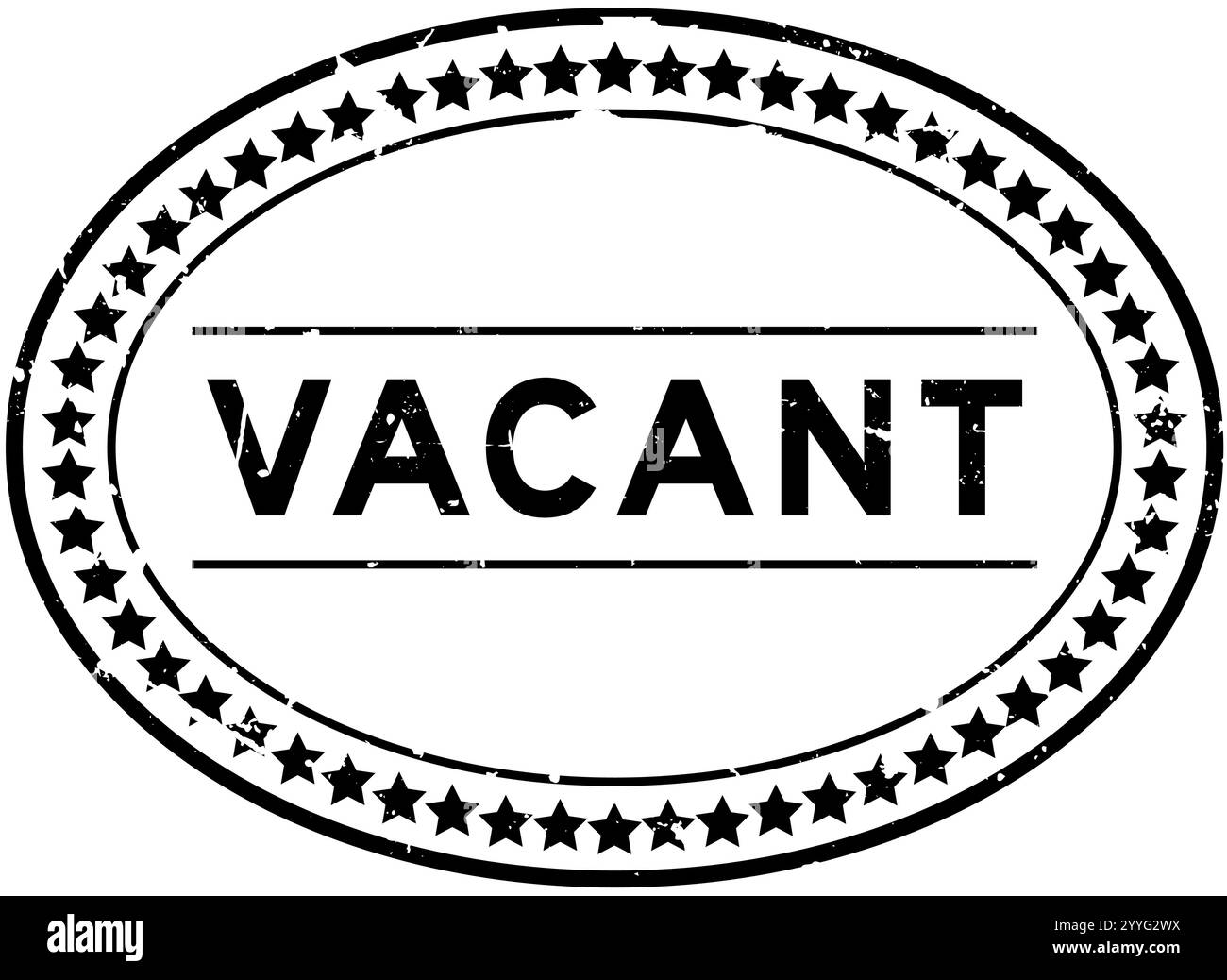 Grunge black vacant word oval rubber seal stamp on white background ...